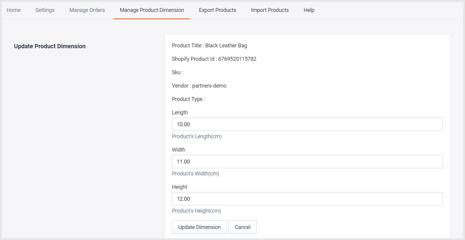 How to Use product Dimension