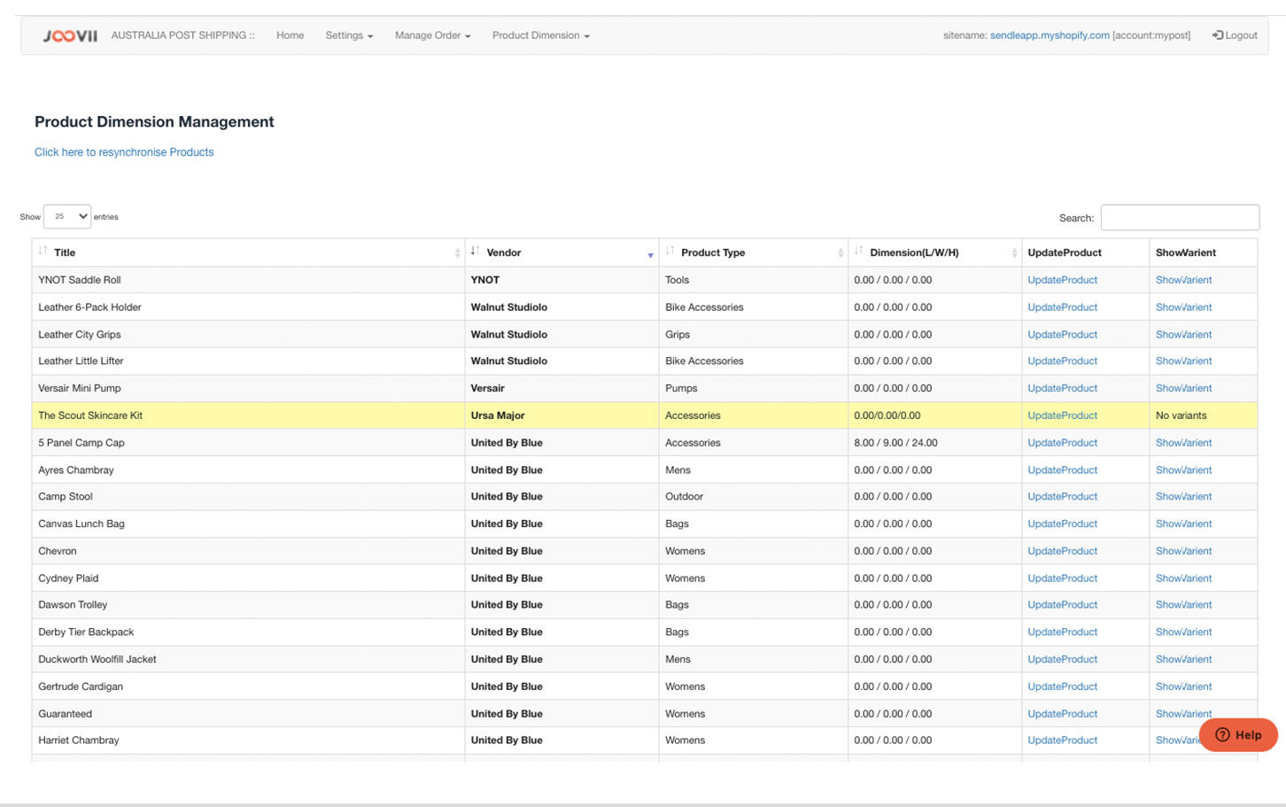 Product Dimension Management